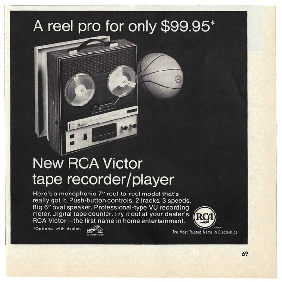 RCA | Art | 967 Rca Victor Tape Recorderplayer Reel Push Button Vintage ...